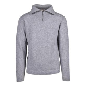 Wool & Co Strickpolo mit Rei&szlig;verschluss - - Knitwear - Herren - Grau - XL