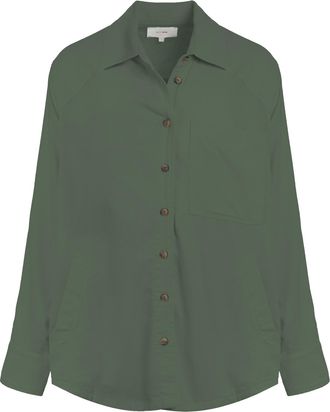 Xirena Chemise Travis Soie Vert Olive