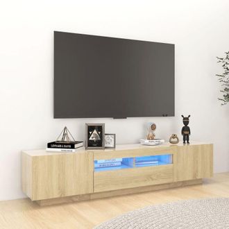 vidaXL Porte de t&eacute;l&eacute;vision de meubles modulaires 180x35x40 cm avec lumi&egrave;res led Diverses couleurs Couleur : marron