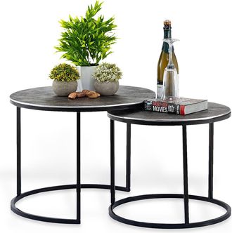 Casamia Couchtisch Carlton Metall rund 2er ø55u.45cm Beistelltisch Set