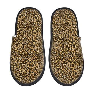 Generic L&eacute;opard Dor&eacute; &Agrave; Paillettes Unisexe Chaussons L&eacute;g&egrave;res Slippers Peluche Chaussures De Maison Pour Automne Hiver Int&eacute;rieur M