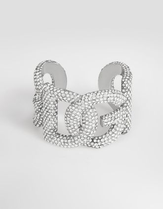 Dolce & Gabbana Armreif Aus Strass Mit Dg-logo - Frau Bijoux Silber Metall Onesize