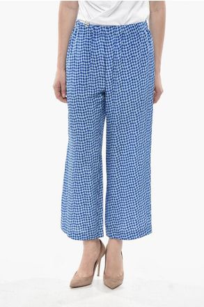 Marni Pure Silk Checked Trousers with Elastic Waist size 40