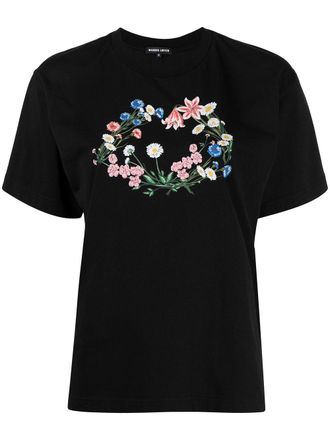 Markus Lupfer t-shirt &agrave; fleurs - Noir