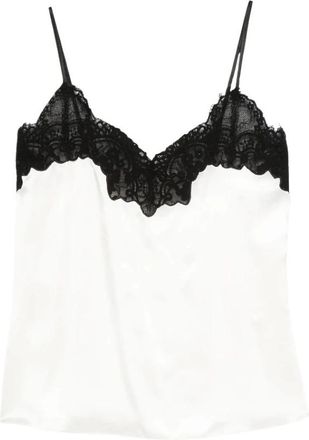 Co Femme, V&ecirc;tements de nuit et de d&eacute;tente, Blanc, Taille: 36 FR D&eacute;bardeur &agrave; fines bretelles en dentelle et soie