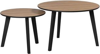 Trendteam Ronin - Couchtisch - Eiche/Schwarz lackiert - 2er Couchtisch-Set rund - (BxHxT) 50 x 39 x 50/70 x 45 x 70 cm - 2 Satztische - F&uuml;&szlig;e aus Massivholz