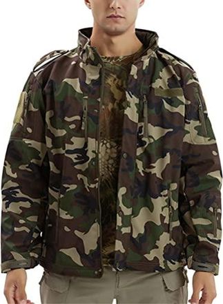 ORANDESIGNE Homme Tactique Veste Imperméable Softshell Doublure en Polaire Automne Hiver Outdoor Trekking Chasse Alpinisme Blouson Manteaux à Capuche A Armée Vert