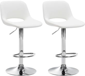 Clp 2er Set Barhocker Camden I Kunstleder-Bezug, Farbe:wei&szlig;, Material Gestell:Metall in Chromoptik