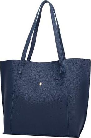 Generic Sac fourre-tout &agrave; bandouli&egrave;re pour homme, couleur unie, motif litchi, grande capacit&eacute;, noir fonc&eacute;, Taille unique