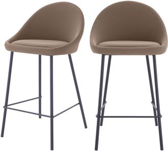 Rendez-Vous D&eacute;co Rendez-vous D&eacute;co - Lot de 2 chaises pour &icirc;lot central 65 cm en cuir synth&eacute;tique marron - misty
