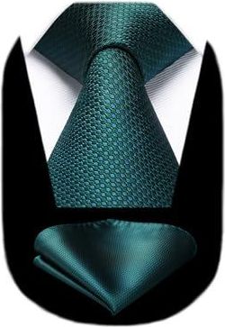 Hisdern Cravates pour homme, unie, formelle, avec mouchoir de poche, ensemble classique, mariage, élégante, fête daffaires, vert foncé, taille unique