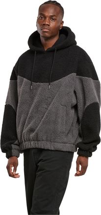 Urban Classics Herren Kapuzenpullover Weavy Colorblock Teddy Hoodie, l&auml;ssiger Hoody aus Sherpa-Fleece, kuschelig weicher Oversized-Look, Gr&ouml;&szlig;en S - XXL