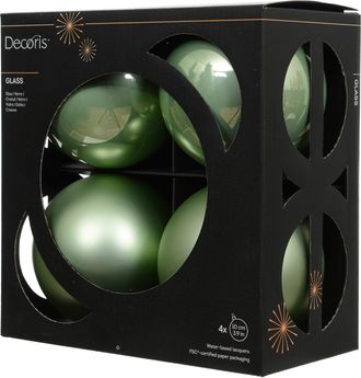 Kaemingk Weihnachtskugeln Glas 10cm 4 Stück - matt & glänzend - Große Christbaumkugeln Weihnachtsbaumkugeln für Weihnachten - Christbaumschmuck & Weihnachtsbau