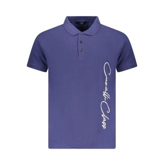 Cavalli Homme, Tops, Bleu, Taille: L Polo à Imprimé Audacieux et Logo