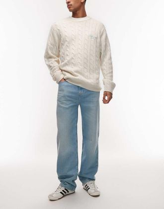 Lacoste Jean droit - D&eacute;lavage clair-Bleu