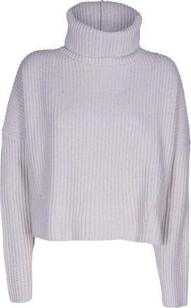 Roberto Collina Femme, Pulls, Gris, Taille: 40 FR Cropped Ribbed Turtleneck