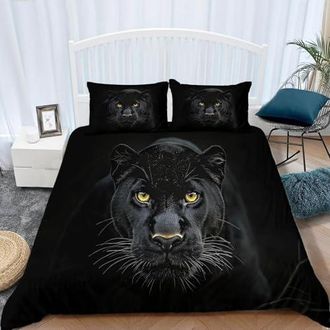 Generic Housse de Couette 240x260 L&eacute;opards Parure de Lit 2 Personnes Animaux Sauvages Imprim&eacute;e 3D Microfibre Literie Set 3 Pi&egrave;ces avec Housses Couettes et 2 T