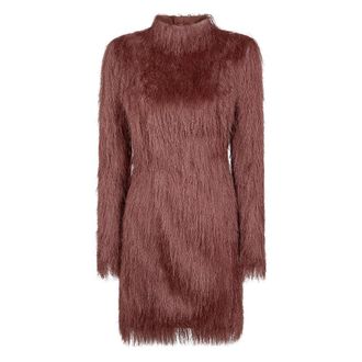 Balmain Langes Fransen Bodycon kurzes Kleid mit &Auml;rmeln - - Dresses - Damen - Braun - XS