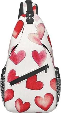 Generic Sac &agrave; bandouli&egrave;re en forme de coeur aquarelle - Sac &agrave; dos de voyage pour homme - Sac &agrave; dos de randonn&eacute;e