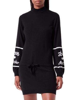 Love Moschino Damen Turtleneck in Blended Wool Dress, Schwarz, 38 EU