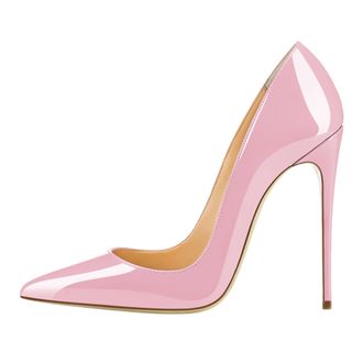 EDEFS Elegante Pumps für Frauen mit Stilettoabsatz 4,5 Zoll und Geschlossener Spitzer Zehe Ideal für Jede Mode Party Büro und EIN Sexy Flair Lack Rosa EU37