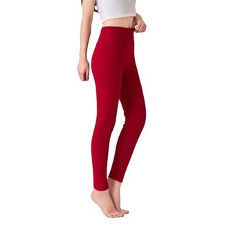 Generic Legging taille haute avec doublure en polaire, pantalon de base thermique chaud et extensible pour plus de confort par temps froid, rouge, 3XL