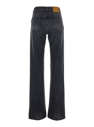 Haikure Womens Black Denim Jeans With Logo Patch Cotton