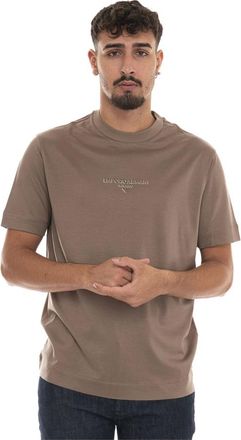 Emporio Armani Homme, Tops, Brun, Taille: XL T-shirt &agrave; logo brod&eacute;