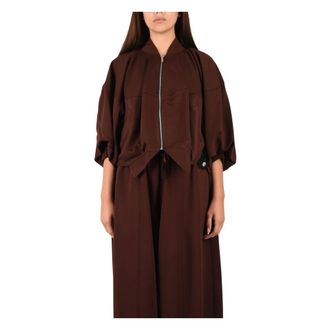 Meimeij Bomber &agrave; coupe asym&eacute;trique - Femme - Vestes - Brun - Taille: 42 FR