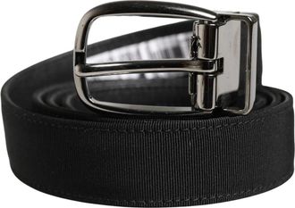 Dolce & Gabbana Homme, Accessoires, Noir, Taille: ONE Size Viscose Silver Metal Buckle Belt