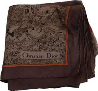 Dior Pre-owned Soie foulards - Femme - Pre-owned - Brun - Taille: ONE Size