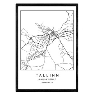 Nacnic Drucken Stadtplan Tallinn skandinavischen Stil in Schwarz und Wei&szlig;. A3 Gr&ouml;&szlig;e Plakat Das Bedruckte Papier Keine 250 gr. Gem&auml;lde, Drucke und Poster f&uuml;r 