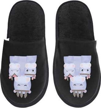 Generic Pantoufles Moelleuses Adorable Famille DHippopotames Tribaux Chaussures Maison L&eacute;g&egrave;res Chaussons Pour Chambre Ext&eacute;rieur Unisex L