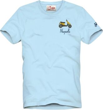 MC2 Saint Barth Homme, Tops, Bleu, Taille: XL Portofino Cotton Front Print T-Shirt