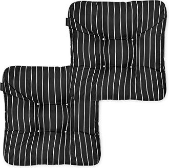 Classic Accessories 62-257-010402-2PK Klassisches Terrassensitzkissen, 2er-Pack, Schwarze Tinte, gestreift, 48,3 cm breit
