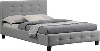 IDIMEX Lit Simple pour Adulte JOLIEN Couchage 120 x 190 cm avec sommier 1 Place et Demi / 1 Personne, t&ecirc;te et Pied de lit capitonn&eacute;s avec Strass, rev&ecirc;tement 