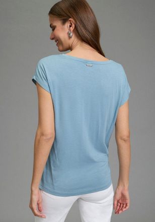 Laura Scott Rundhalsshirt figurumschmeichelnde Passform, aus elastischem Single Jersey
