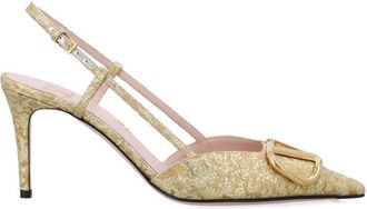 Valentino Garavani Hohe Schuhe - Cloqu&eacute; Jacquard Slingback Pumps With Antique-Finis - Gr. 36 (EU) - in Beige - f&uuml;r Damen
