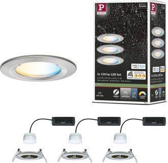 Paulmann 92443 LED Einbauleuchte Nova Coin IP44 rund 78mm Tunable White 3x6W 3x530lm 230V Eisen geb&uuml;rstet Alu Druckguss