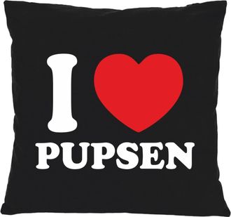 Spass Kostet Kissenbezug Kissenhülle Dekokissen Hülle I Love Pupsen 40 x 40 cm