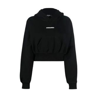 Dsquared2 SweaT-shirt court &agrave; logo imprim&eacute; - Femme - Sweatshirts et sweats &agrave; capuche - Noir - Taille: 40 FR