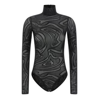 Pucci High-Neck Jacquard Tulle Bodysuit - - Tops - Damen - Schwarzk - L