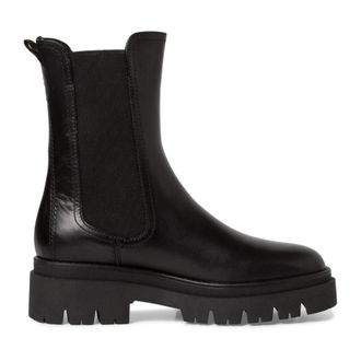 Tamaris Schwarze Chelsea Boots aus Leder - - Shoes - Damen - Schwarzk - 39 EU