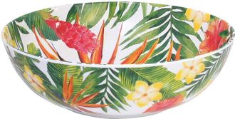 Les Jardins de la Comtesse Große Salatschüssel aus reinem Melamin - 31 cm - Exotische Blumen - Rot und Grün - Tafelservice aus der Kollektion MelARTmine - unzerbrechliches Gesch