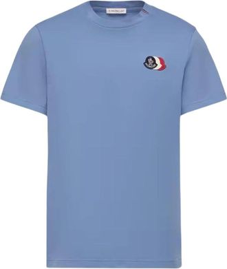 Moncler Homme, Tops, Bleu, Taille: M SS T-Shirt