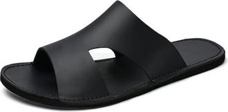 Generic Sandales plates en cuir pour homme - Style classique - Bout ouvert - Confortable - Dessous doux - Antid&eacute;rapantes - L&eacute;g&egrave;res - Pour la plage, la marche,