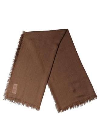 Dolce & Gabbana Silk Wool Cashmere Fringed Scarf - Brown