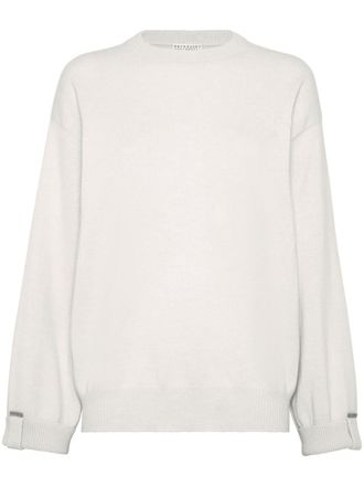 Brunello Cucinelli pull en cachemire &agrave; col rond - Blanc