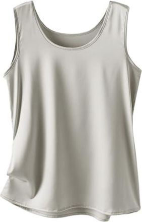 Generic Gilet sans manches grande taille pour femmes 2026 Manteau bas avec bretelles glacées pour femmes en été pour vêtements dentraînement, beige, XXL