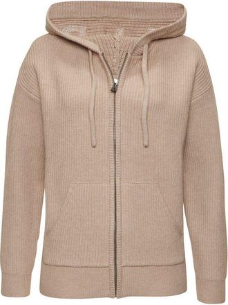 Elbsand Kapuzenstrickjacke aus hochwertigem Viskosemix mit Frottee-Applikation Kuschelige Strickjacke mit Kapuze, Strickcardigan mit Rei&szlig;verschluss